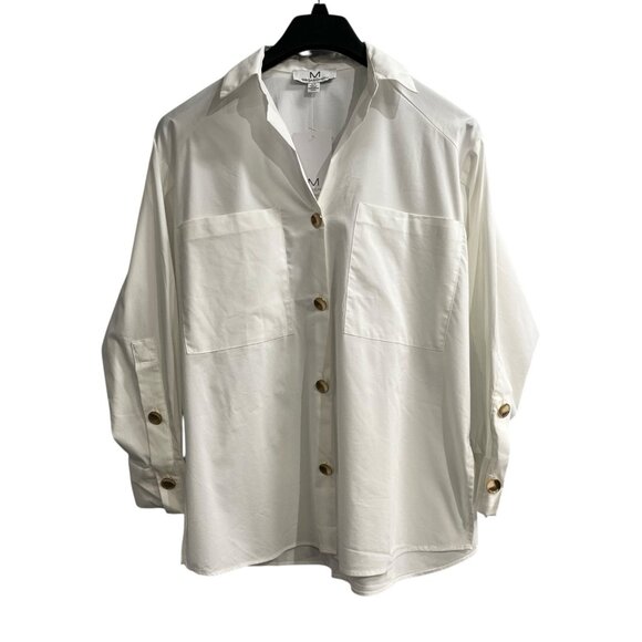 Magaschoni | Tops | Magaschoni Top Womens S White Gold Button Down ...
